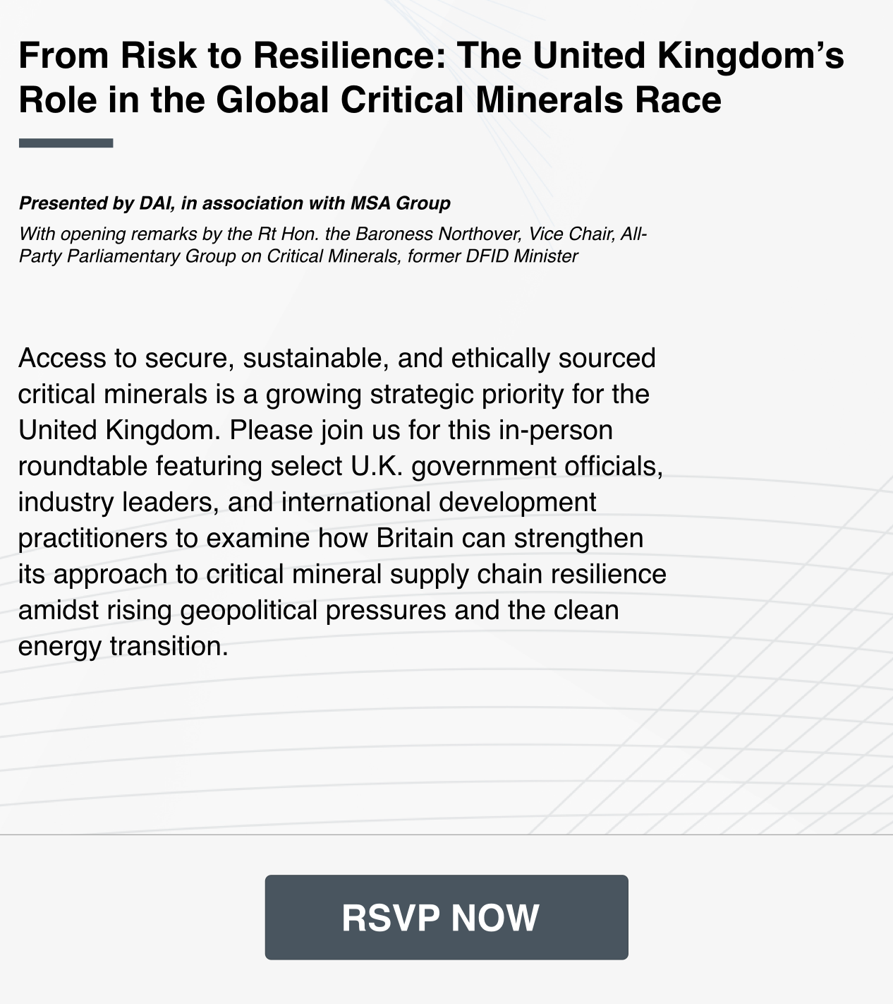 DAI to Host Roundtable on U.K. Role in Critical Minerals Race · DAI ...